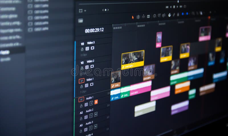 Computer Screen Using a Video Editing Program Stock Image - Image of ...