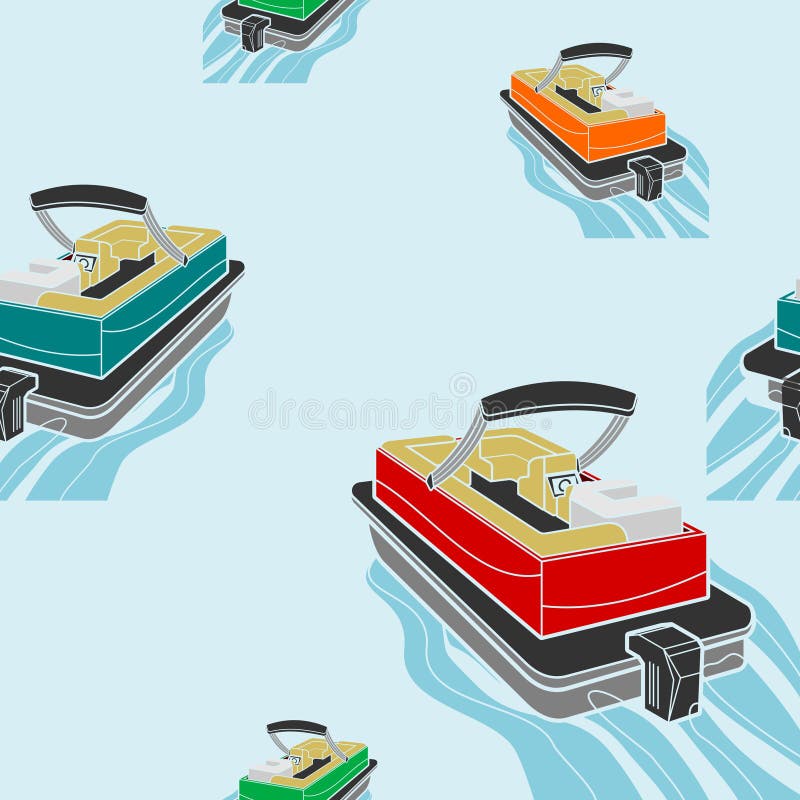 Editable American Pontoon Boat Vector Illustration Seamless Pattern ...