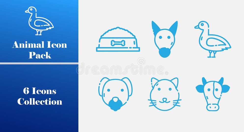 Editable Animal Fill Color Icon Pack Scalable Vector Collection Stock ...