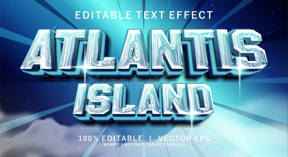 Atlantis Island 3d Vector Text Effect with Modern Style Design Stock ...