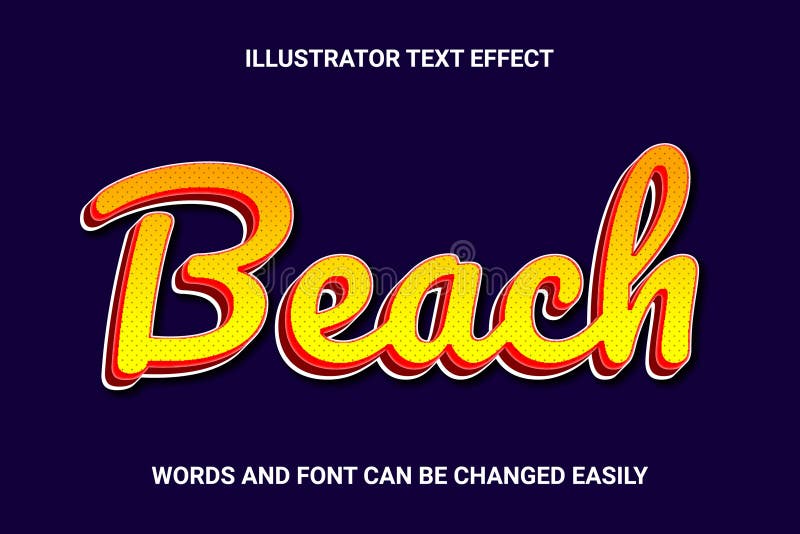 Editable Beach Text Effect Design Created with Illustrator. Stock ...