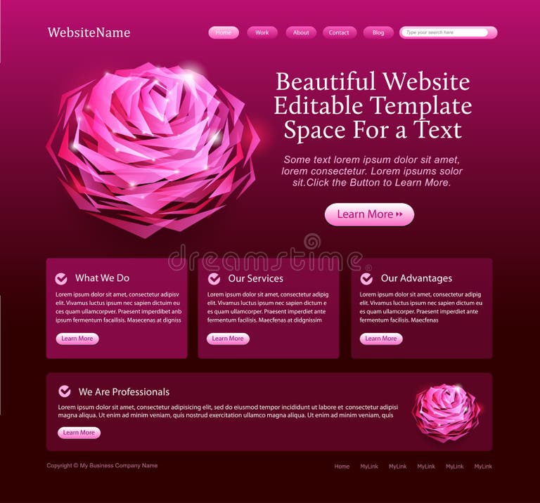 Editable Beautiful Website Template Stock Vector - Illustration of home ...