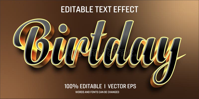 Editable Birthday Vector 3d Text Effect with Modern Style Design Stock ...