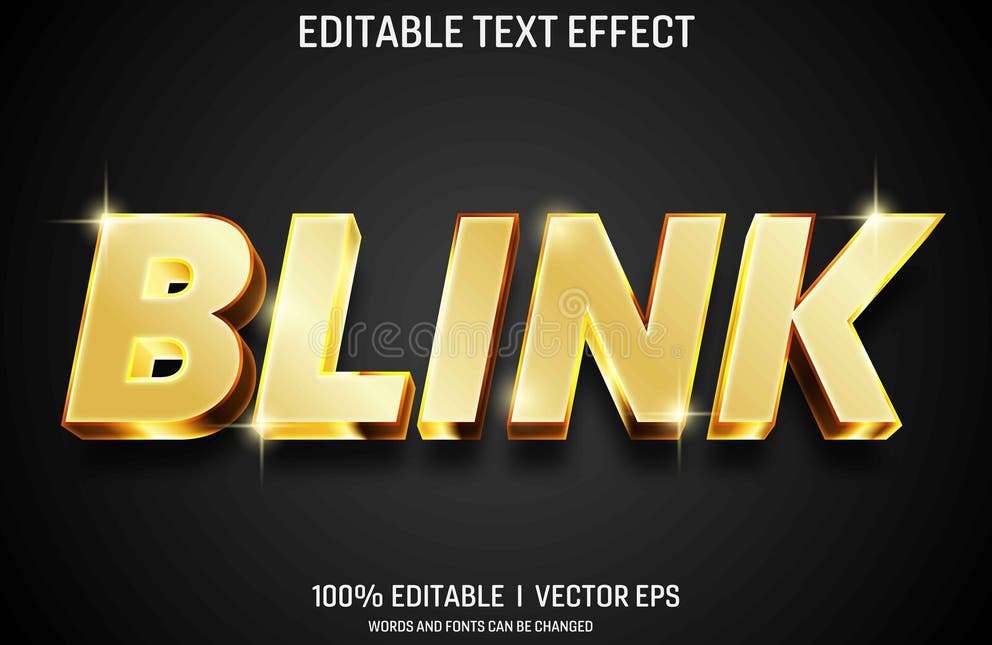 Blink Vector 3d Text Effect with Modern Style Design Stock Vector ...