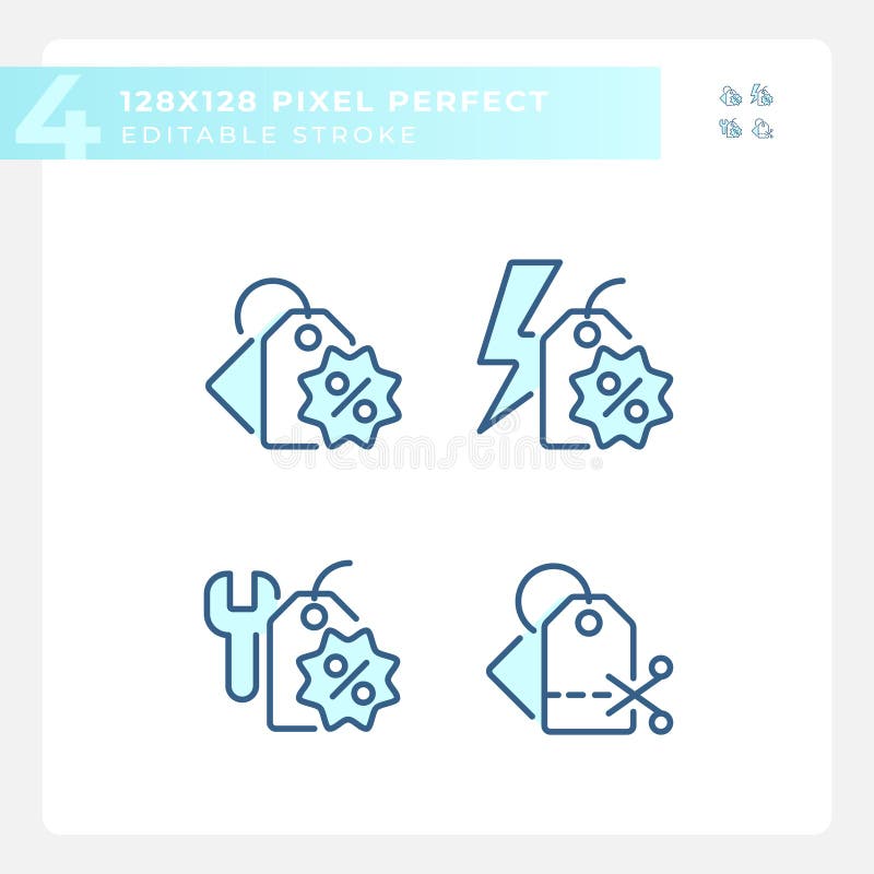 Editable Blue Simple Discounts Icons Collection Stock Vector ...