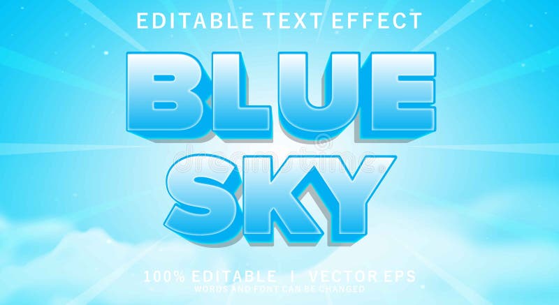 Blue Sky Vector Text Effect with Modern Style Design Stock Illustration ...