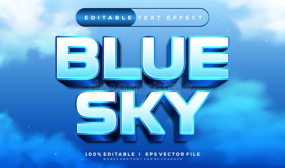 Blue Sky Vector Text Effect with Modern Style Design Stock Illustration ...