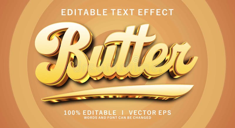 Butter 3d Vector Text Effect with Modern Style Design Stock Vector ...