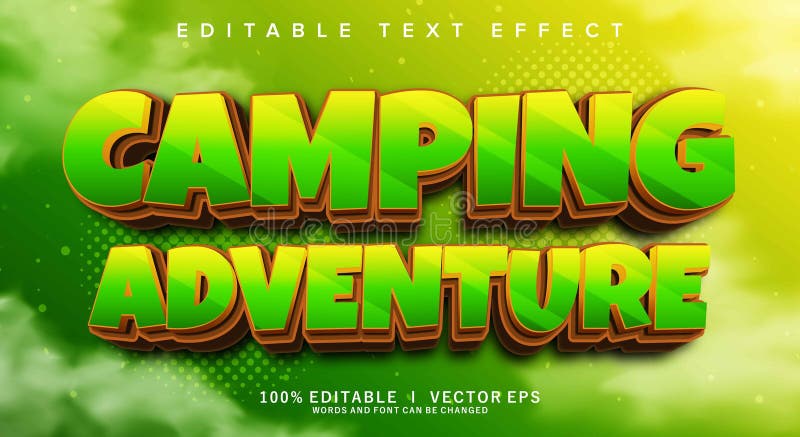 Camping Adventure Vector Text Effect with Modern Style Design Stock ...