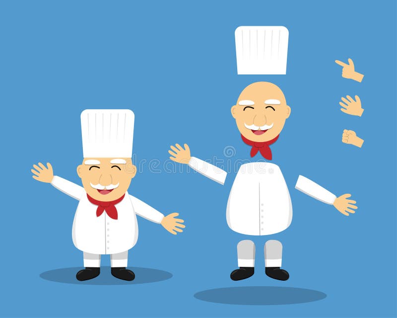 Editable Cartoon Senior Chef for Animation, Vector Stock Vector ...