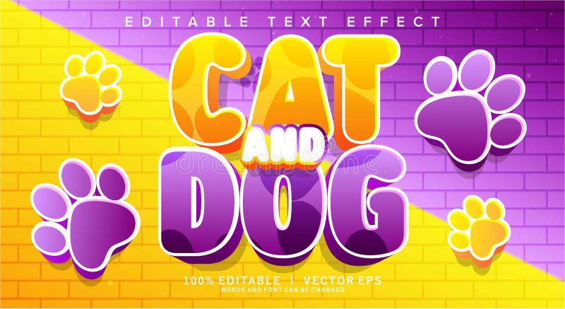 Cat and Dog Vector Text Effect with Modern Style Design Stock Illustration - Illustration of ...