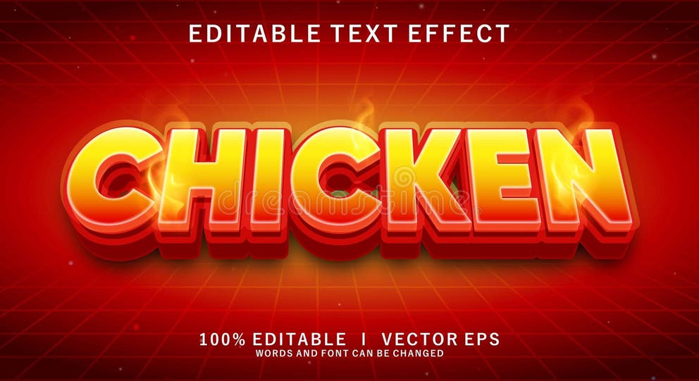 Chicken Vector Text Effect with Modern Style Design Stock Vector ...