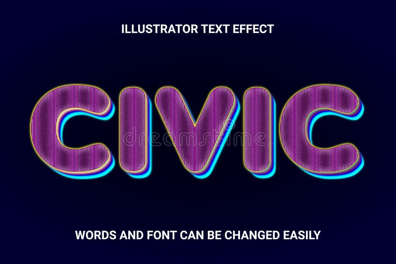 Editable Civic Text Effect Design Created with Illustrator. Stock ...