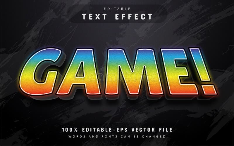 Editable Colorful Game Text Effect Stock Vector - Illustration of font ...