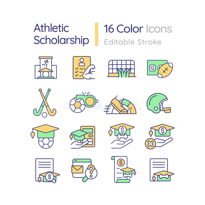 Editable Colorful Line Icon Set for Athletic Scholarship Stock Vector ... Editable Colorful Line Icon Set for Athletic Scholarship Stock Vector ...