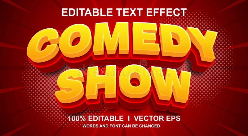 Comedy Show Vector Text Effect with Modern Style Design Stock Vector ...