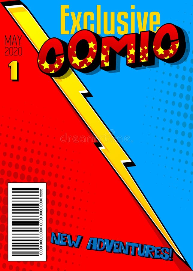 Comic Book Cover. Vintage Comics Magazine Layout. Cartoon Title Page ...
