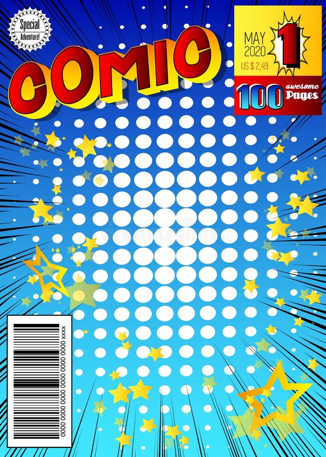 Comic Book Cover. Comics Books Title Page, Funny Superhero Magazine ...