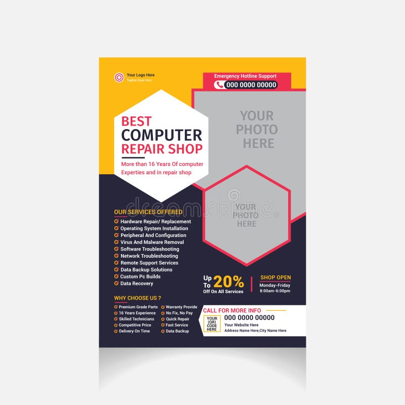Editable Computer Repair Flyer Layout Stock Illustration - Illustration ...