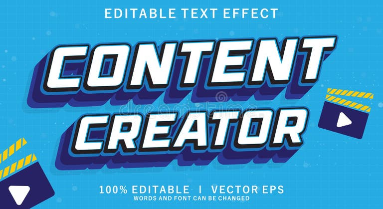 Editable Conten Creator Vector Text Effect Stock Illustrations – 1 Editable Conten Creator ...