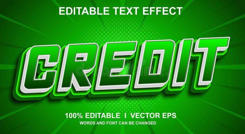 Credit Vector Text Effect with Modern Style Design Stock Vector ...