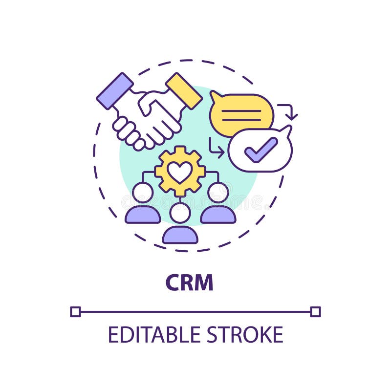 2D Customizable CRM Line Icon Concept Stock Illustration - Illustration ...