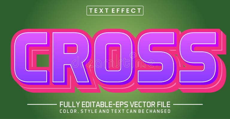 Editable Cross Text Style Effect - Cross Text Style Theme Stock Vector ...