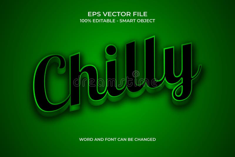 Editable 3D Chilly Text Effect Stock Vector - Illustration of effect ...