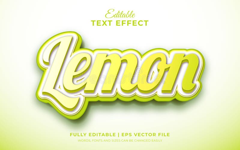 Editable 3d Text Effect Fresh Lemon Template Style Stock Vector ...