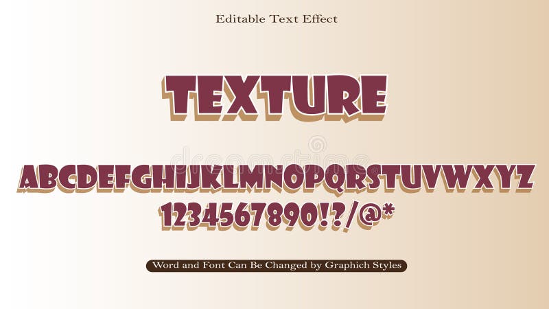 Editable 3d Texture with Full Set Alphabet Text Effect Stock Vector ...
