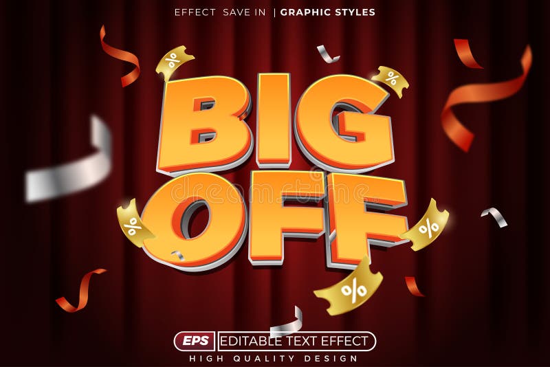 Editable 3d Vector Text Effect Big Off for Promotion Design Stock ...