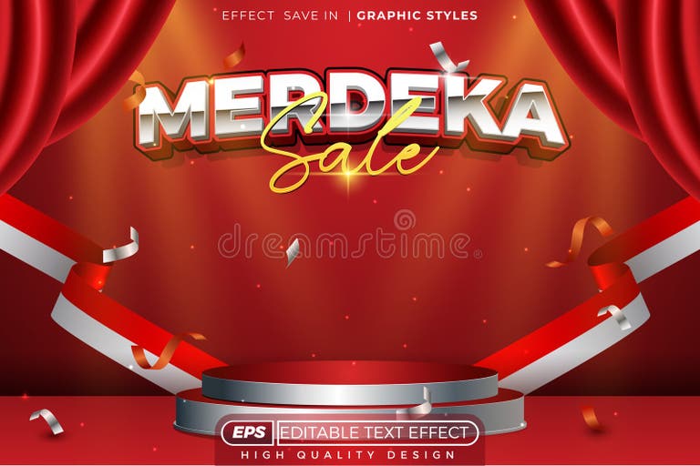 Editable 3d Vector Text Effect Merdeka Sale for E-commerce Banner Stock ...