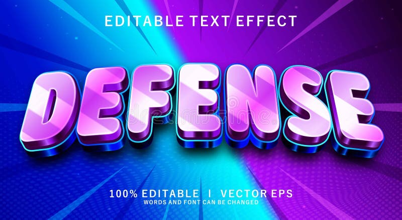Defence 3d Vector Text Effect with Modern Style Design Stock Vector ...