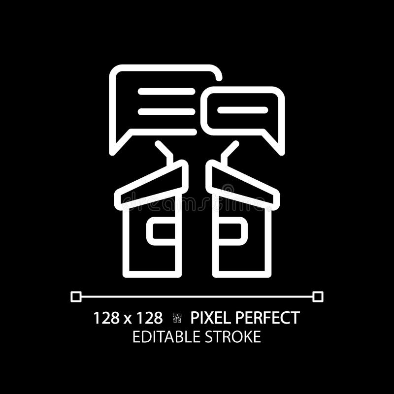 Editable Dialog White Linear Icons with Voting Concept Stock Vector ...