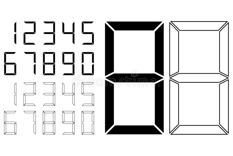 Editable Digital Number Mockup Template. Solid Color and Line Style ...