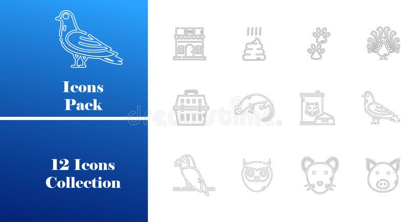 12 Editable Domestic Animals Vector Icons - Simple Thin Line Creature ...