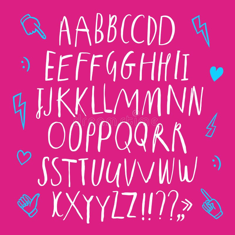 Editable Doodle Style Font Set Stock Illustration - Illustration of ...