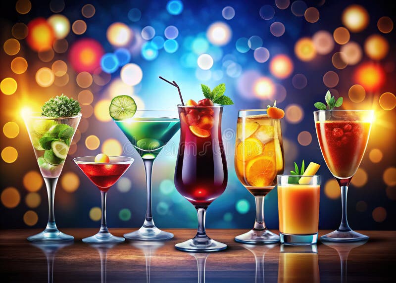 Editable Drinks Icons Bokeh Effect Collection for Graphic Design ...