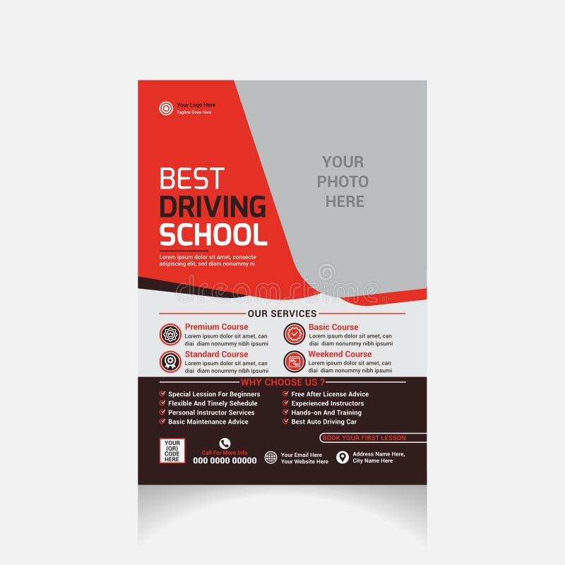 Editable Driving School Flyer Stock Vector - Illustration of automobile ...