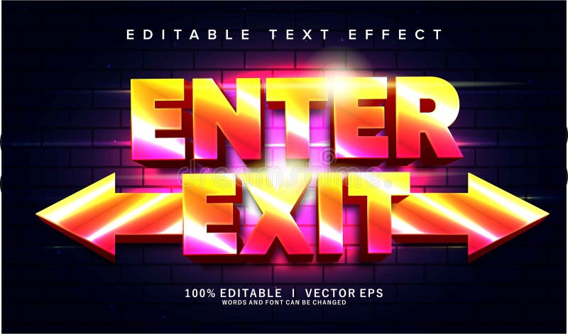 Enter Exit Vector Text Effect with Modern Style Design Stock ...