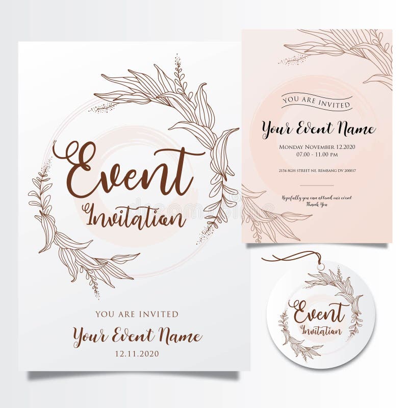 Editable Event Invitations with Elegant Elegant Flower Lines Stock ...