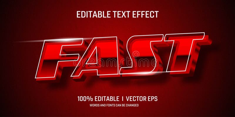 Editable Fast Vector 3d Text Effect with Modern Style Design Stock ...