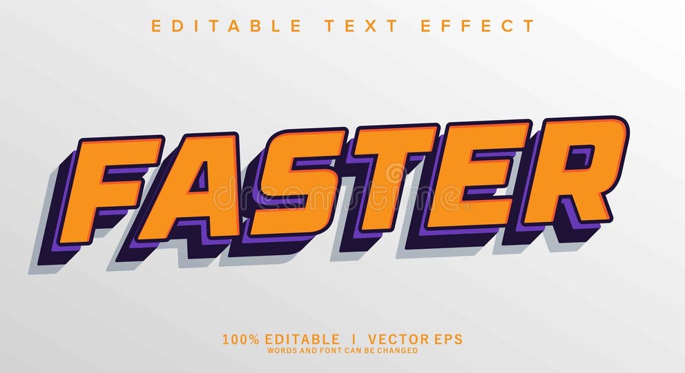 Faster Vector Text Effect with Modern Style Design Stock Vector ...