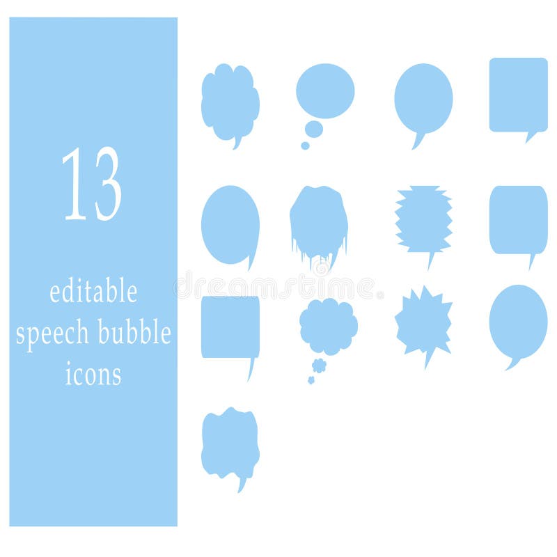 Editable Flat Style Speech Bubble Icon Set. Stock Vector - Illustration ...