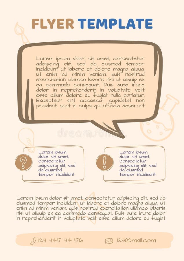 Editable Flyer Template with Dialog Box for Text and Linear Hand Drawn ...