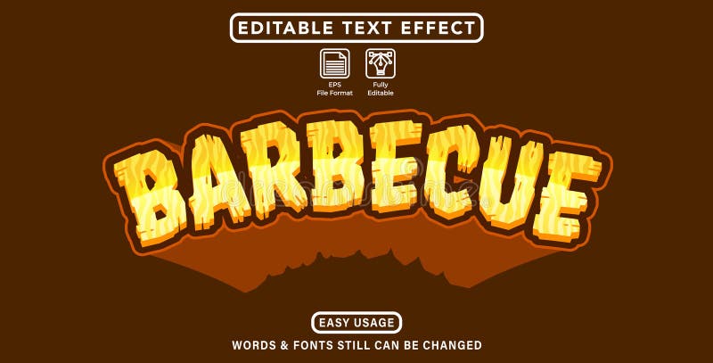 Editable Font Effect Barbecue Style Stock Vector - Illustration of ...