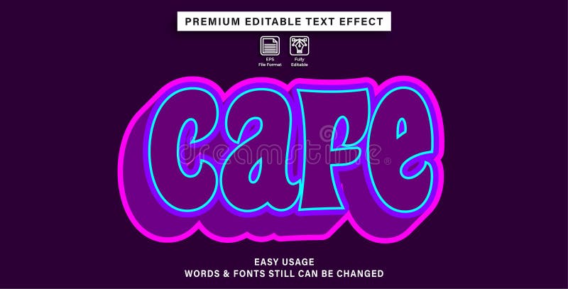 Cafe Editable Text Effect Style Stock Vector - Illustration of alphabet ...