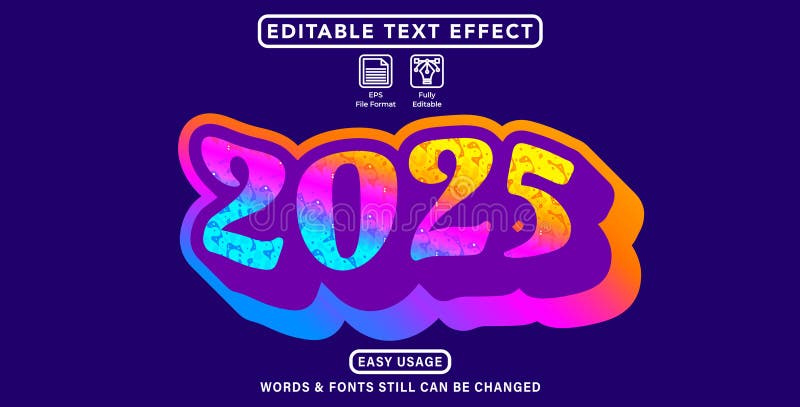 Editable Font Effect 2025 Style Stock Vector - Illustration of headline ...