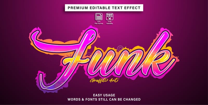 Editable Font Effect Style Funk Graffiti Stock Vector - Illustration of ...