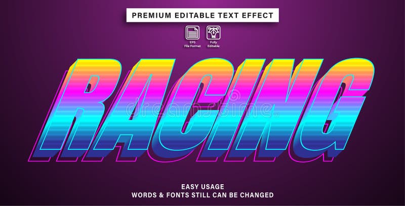 Racing Editable Text Effect Style Stock Vector - Illustration of ...